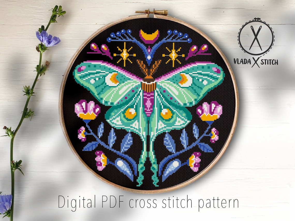 Moths Modern Cross Stitch Pattern Insect Cross Stitch - Etsy