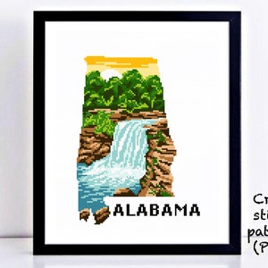Alabama State Modern Cross Stitch Pattern, Little Rivercanyon National ...