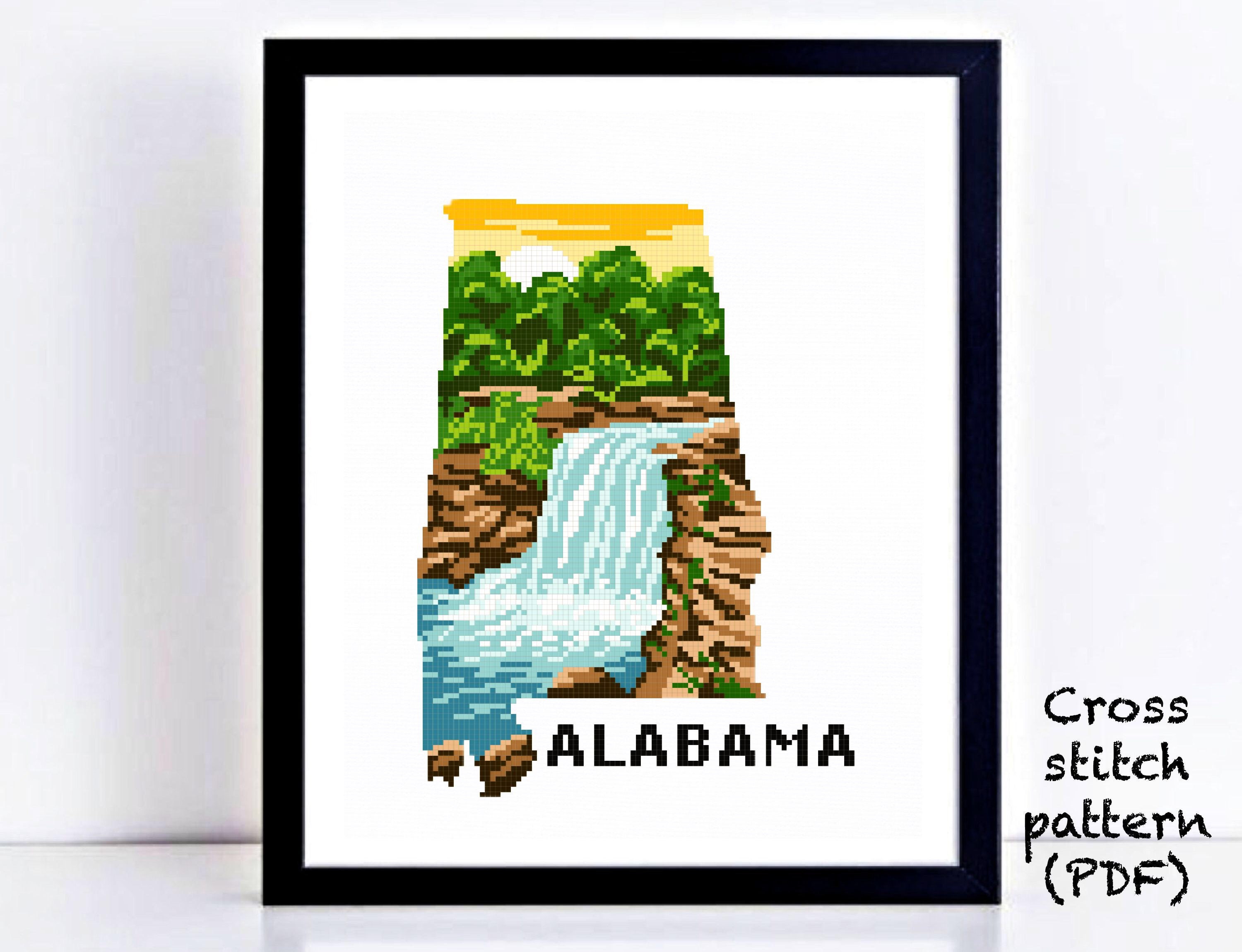 Alabama State Modern Cross Stitch Pattern Little Rivercanyon | Etsy