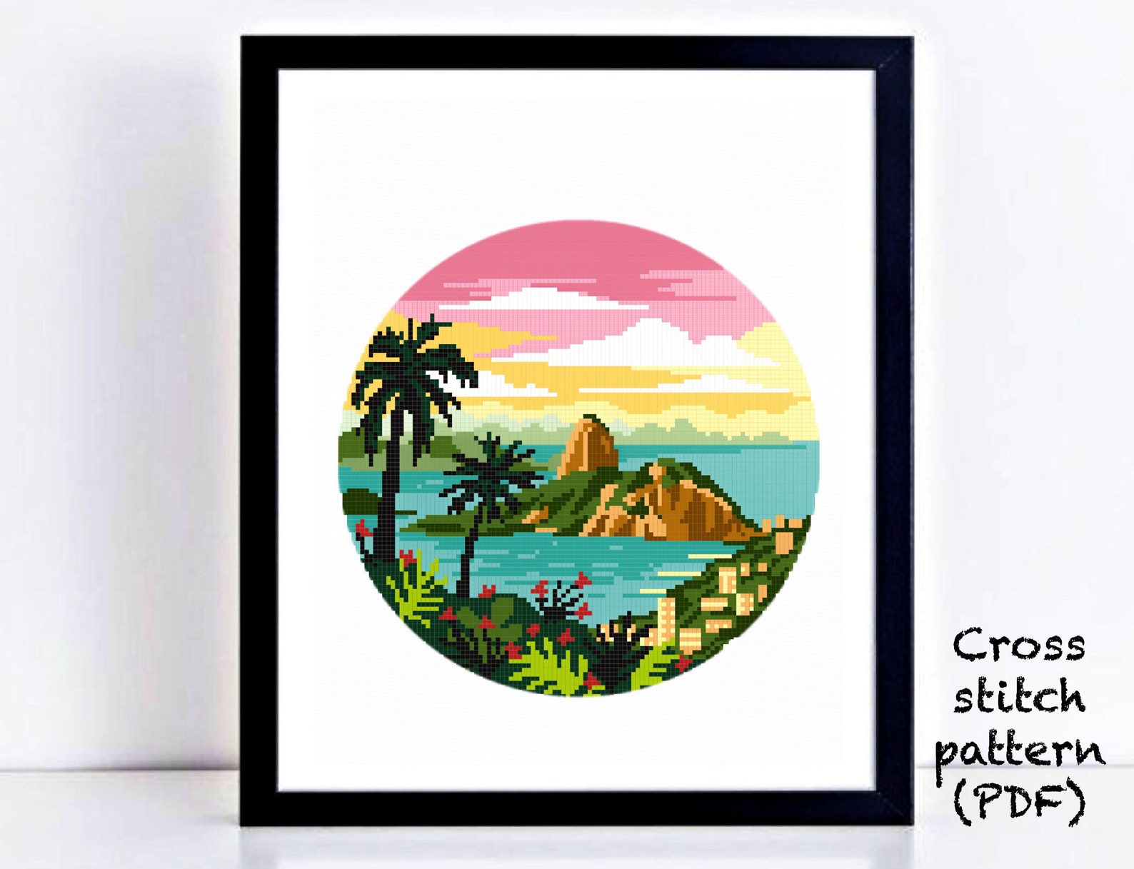 Brazil Rio De Janeiro Modern Cross Stitch Pattern Sugar - Etsy