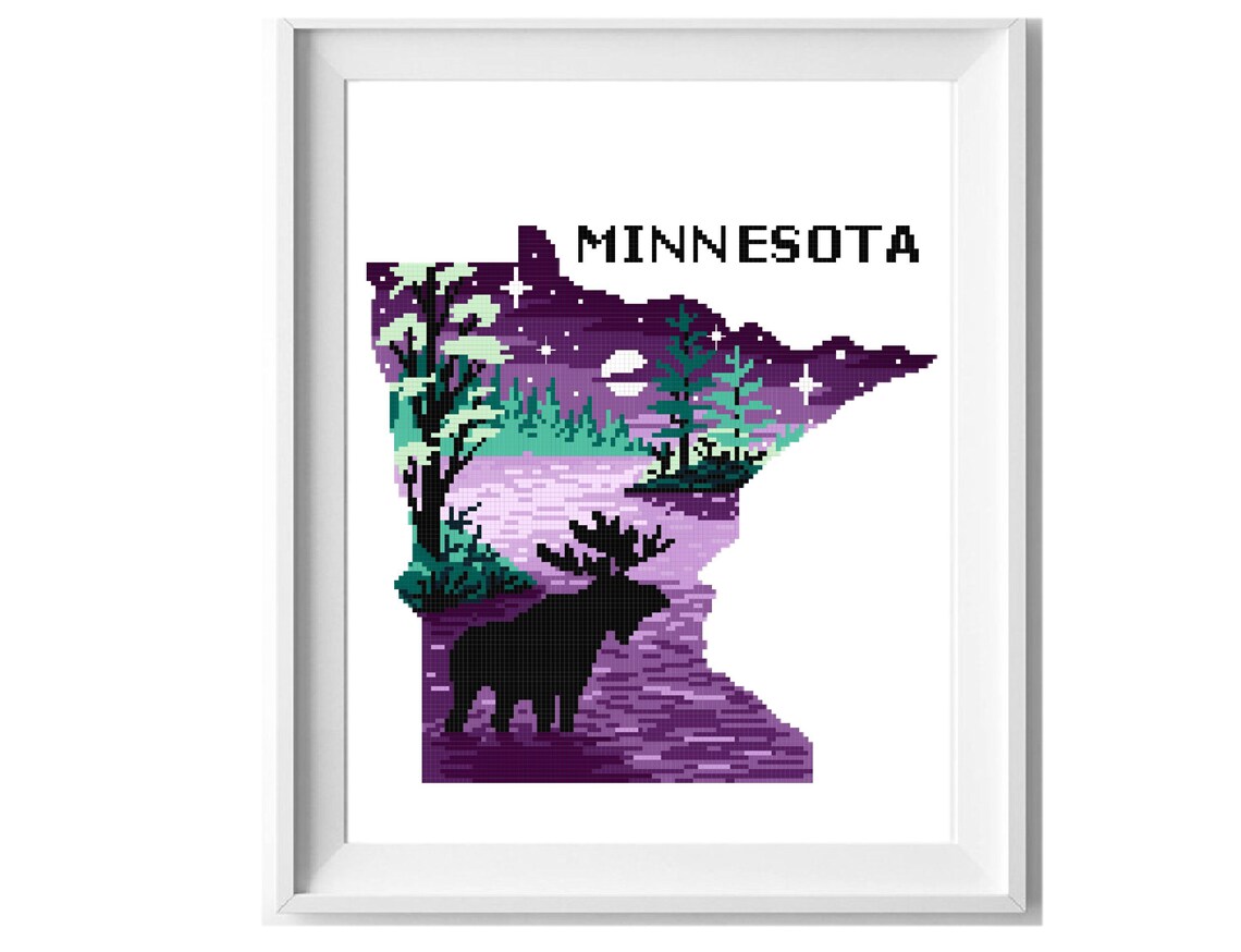 Minnesota State Modern Cross Stitch Pattern Nature Counted - Etsy
