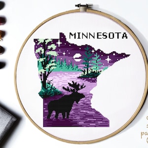 Minnesota State Modern Cross Stitch Pattern, Nature Counted Cross ...
