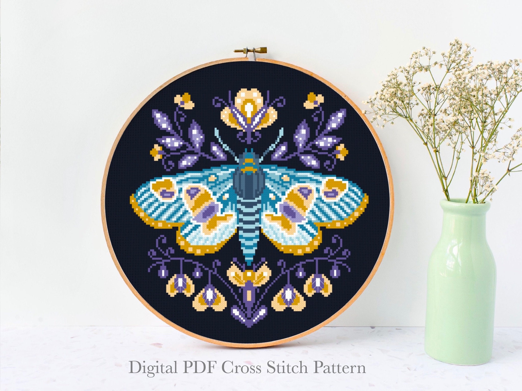 Moths Modern Cross Stitch Pattern Insect Cross Stitch - Etsy