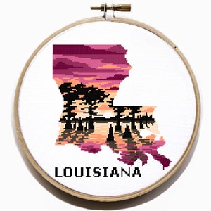 Louisiana State Modern Cross Stitch Pattern, Atchafalaya National ...