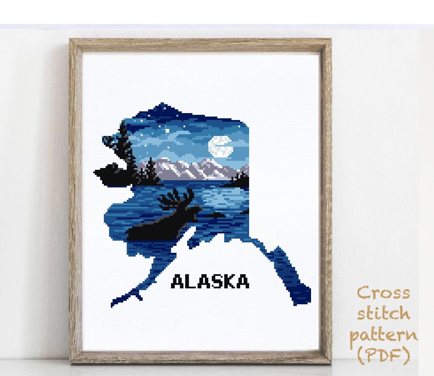 Alaska State Modern Cross Stitch Pattern, Nature Counted Cross Stitch ...