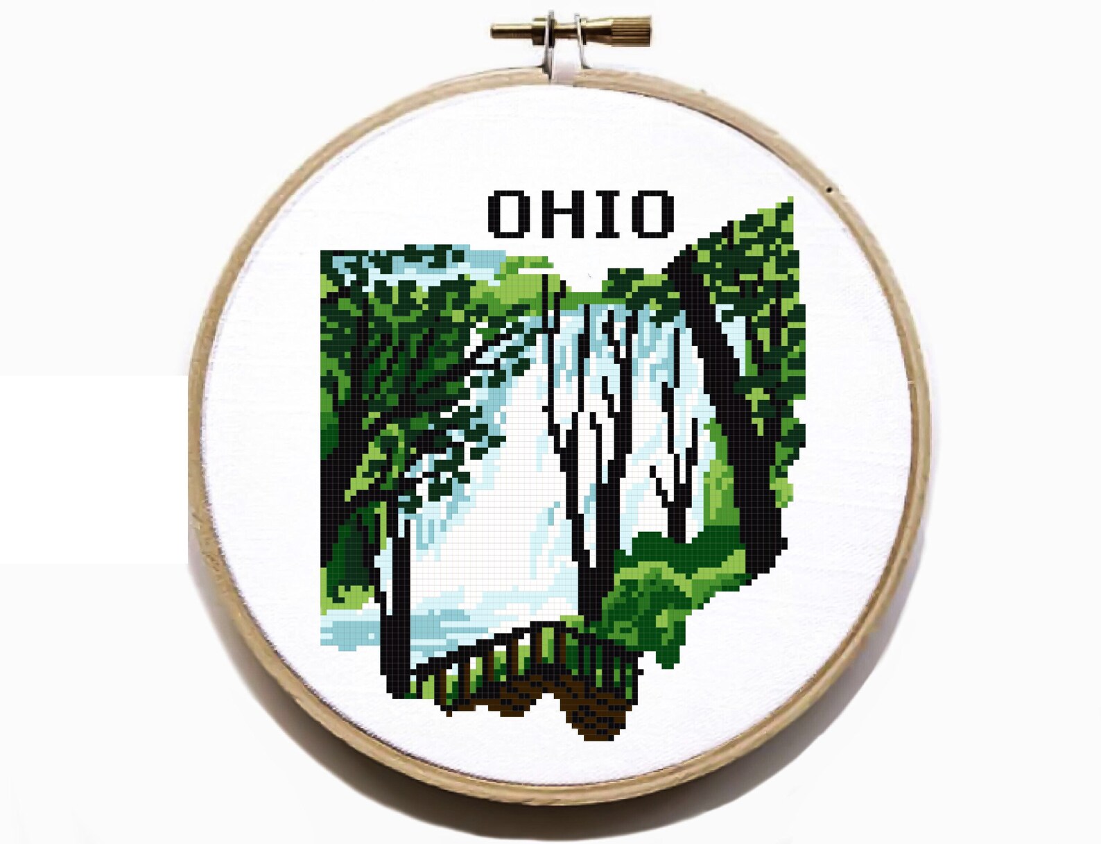 Ohio State Modern Cross Stitch Pattern Cuyahoga Valley | Etsy