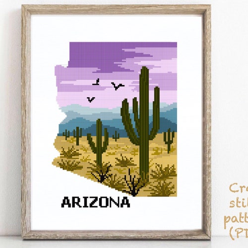 Arizona Modern Cross Stitch Pattern Landscape Embroidery - Etsy