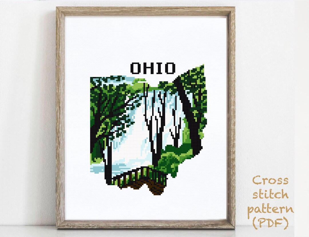 Ohio State Modern Cross Stitch Pattern, Cuyahoga Valley National Park ...