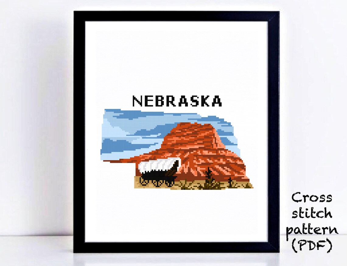 Nebraska State Modern Cross Stitch Pattern Nature Counted - Etsy