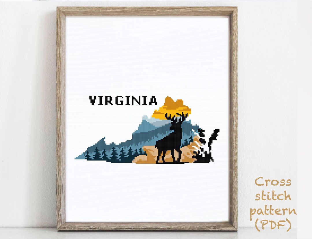 Virginia State Modern Cross Stitch Pattern, Nature Counted Cross Stitch ...