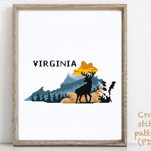 Virginia Modern Cross Stitch Pattern Nature Landscape Travel - Etsy