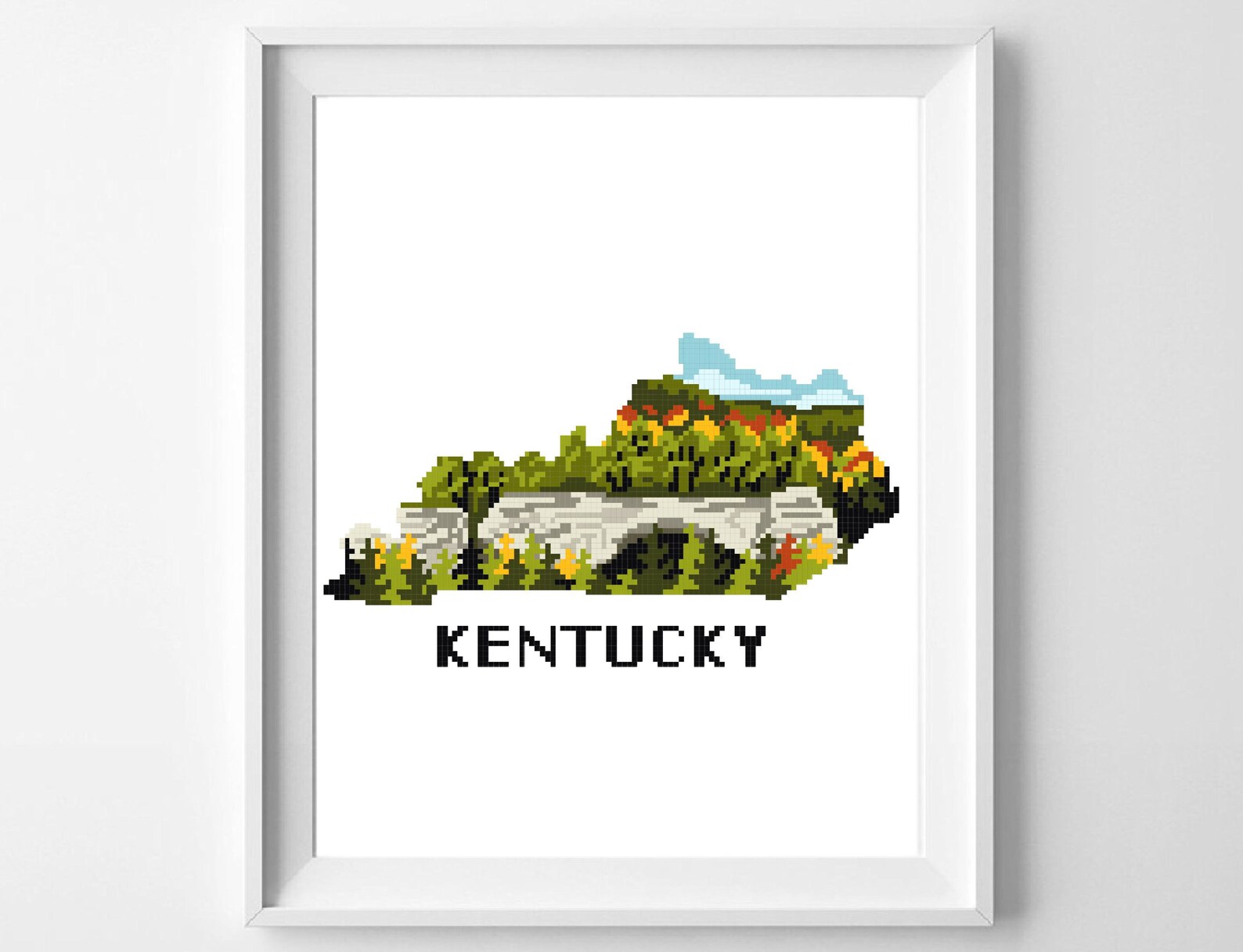 Kentucky State Modern Cross Stitch Pattern, Nature Counted Cross Stitch ...