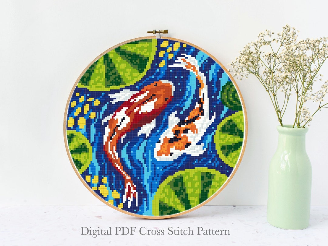 Fish Modern Cross Stitch Pattern, Easy Counted Cross Stitch Chart, Lake ...