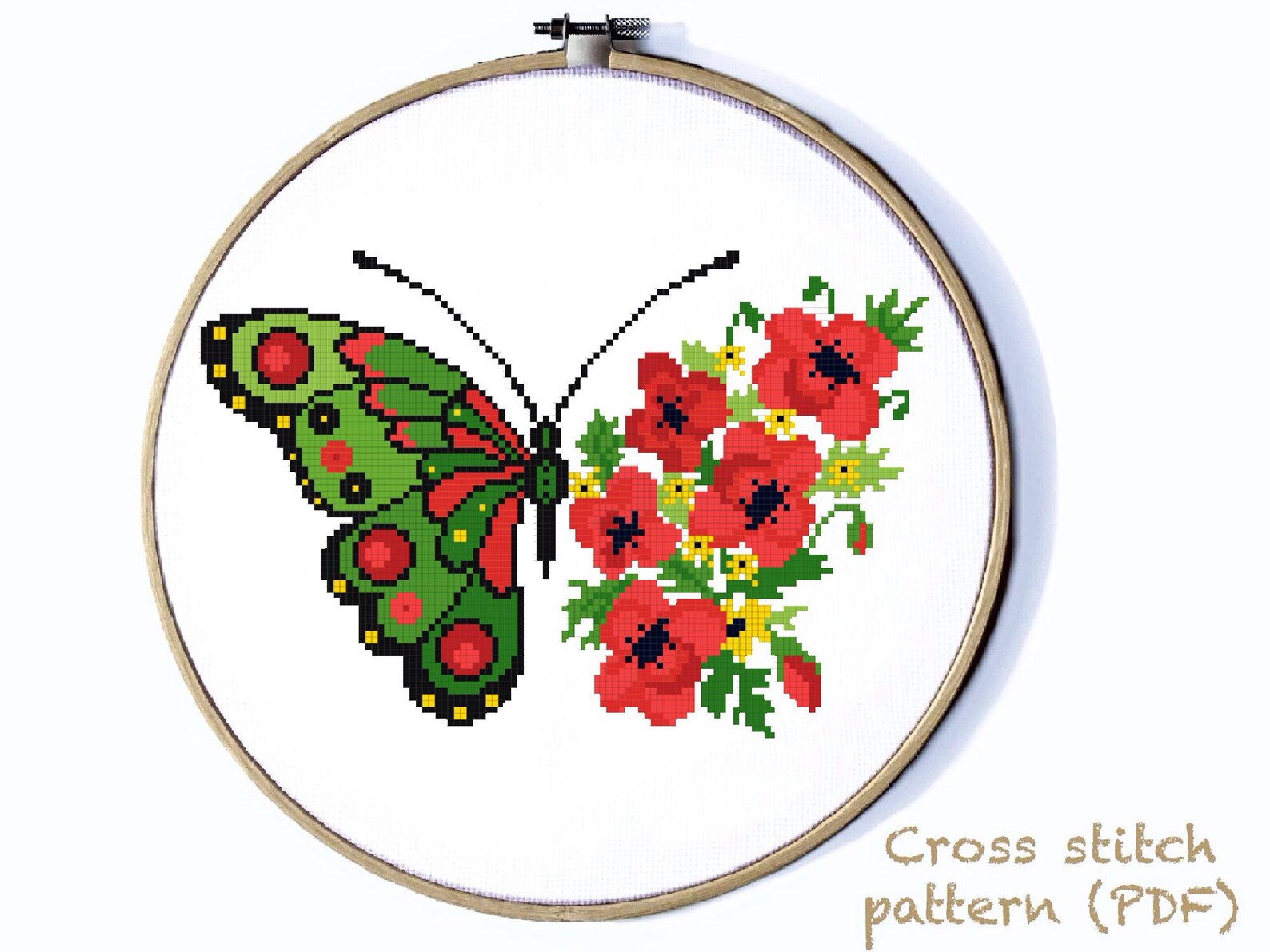 Floral butterfly Modern Cross Stitch Pattern flower counted | Etsy