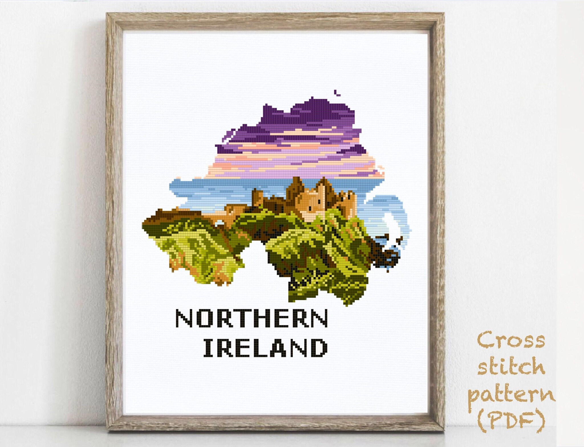 Northern Ireland Modern Cross Stitch Pattern Great Britain | Etsy