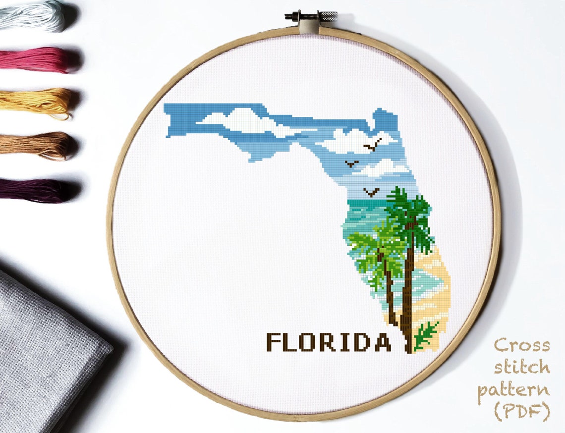 Florida State Modern Cross Stitch Pattern Nature Counted - Etsy
