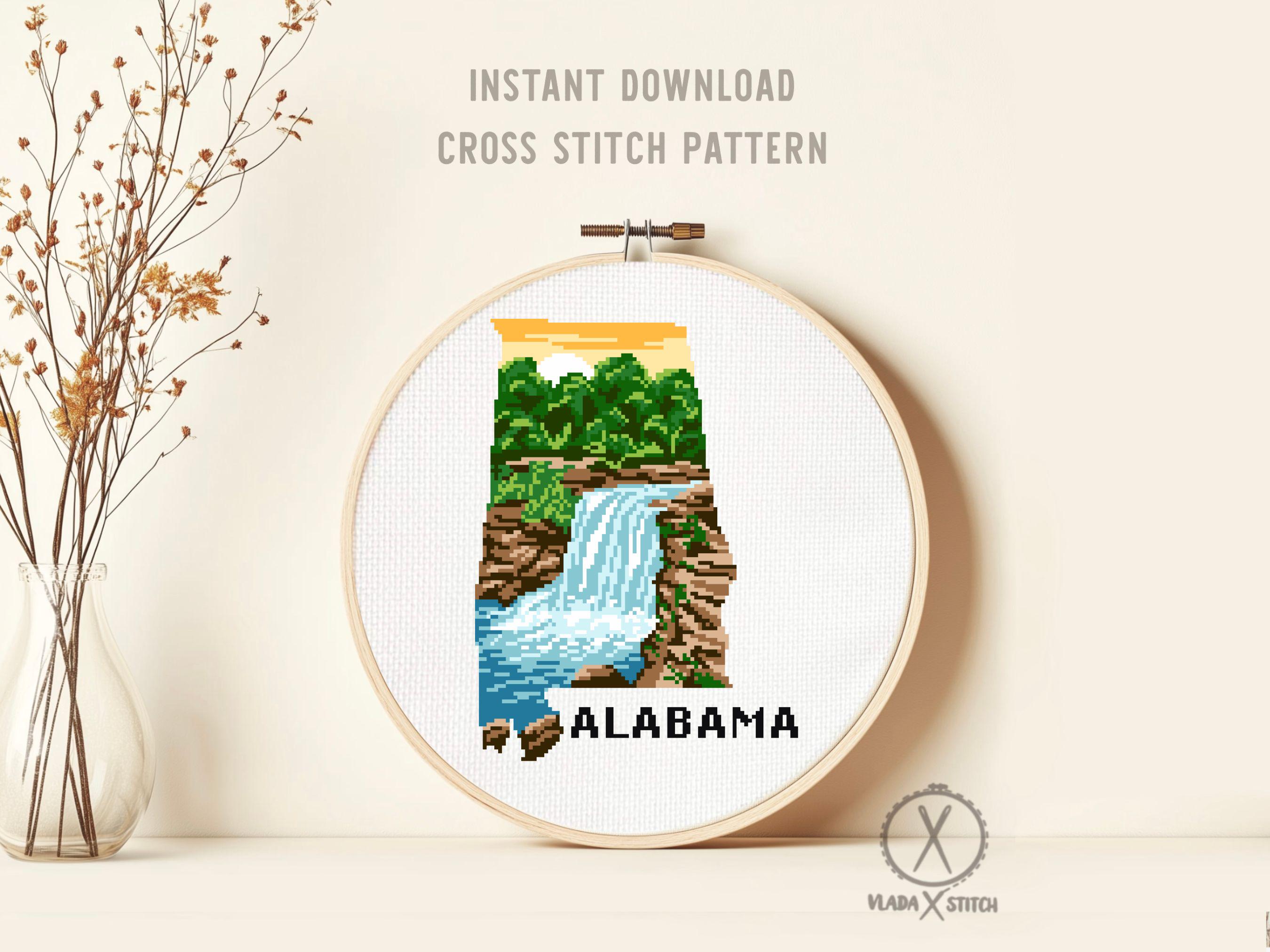 Alabama State Modern Cross Stitch Pattern, Little Rivercanyon National ...