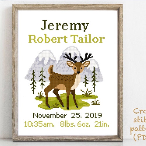 Cross Stitch Baby boy personalized birth stat Cross stitch pattern ...