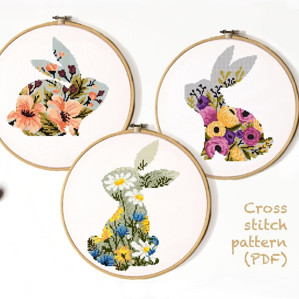 Rabbit Cross Stitch - Etsy