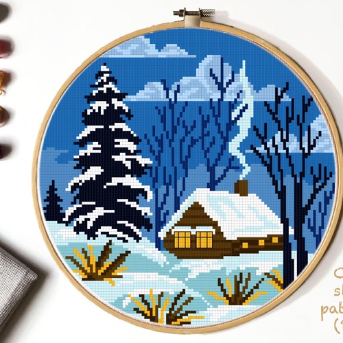 Winter Landscape Cross Stitch Pattern Nature Counted Cross - Etsy