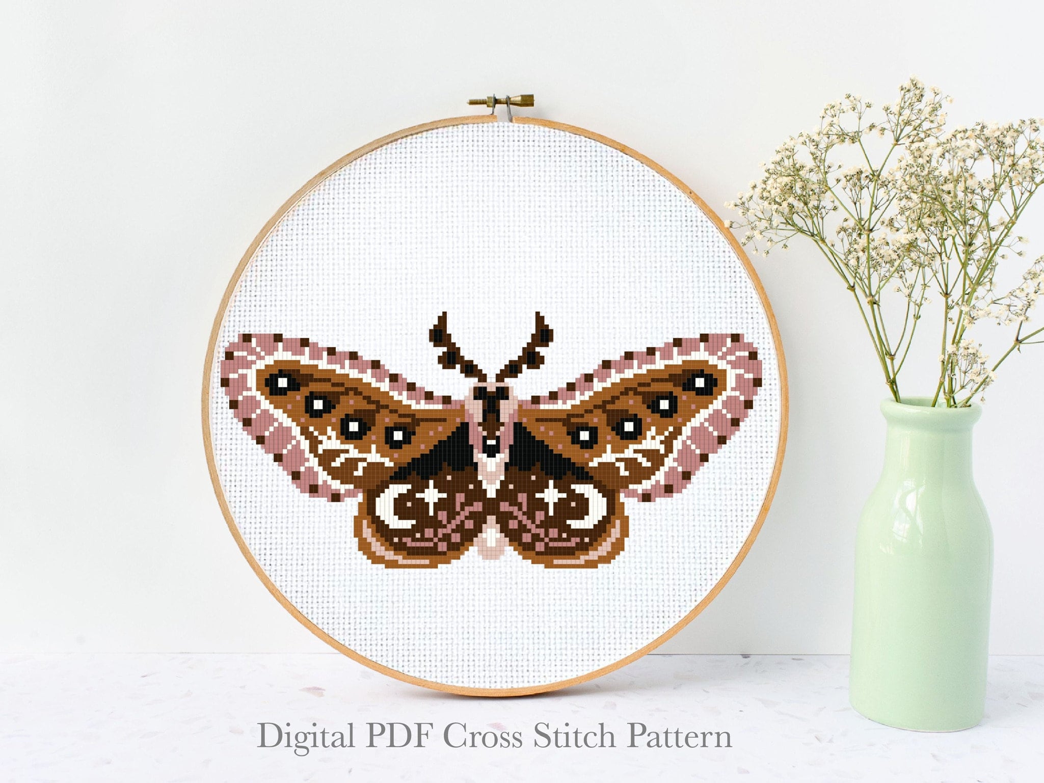 Set of 3 Moths Modern Cross Stitch Pattern Insects Instant - Etsy