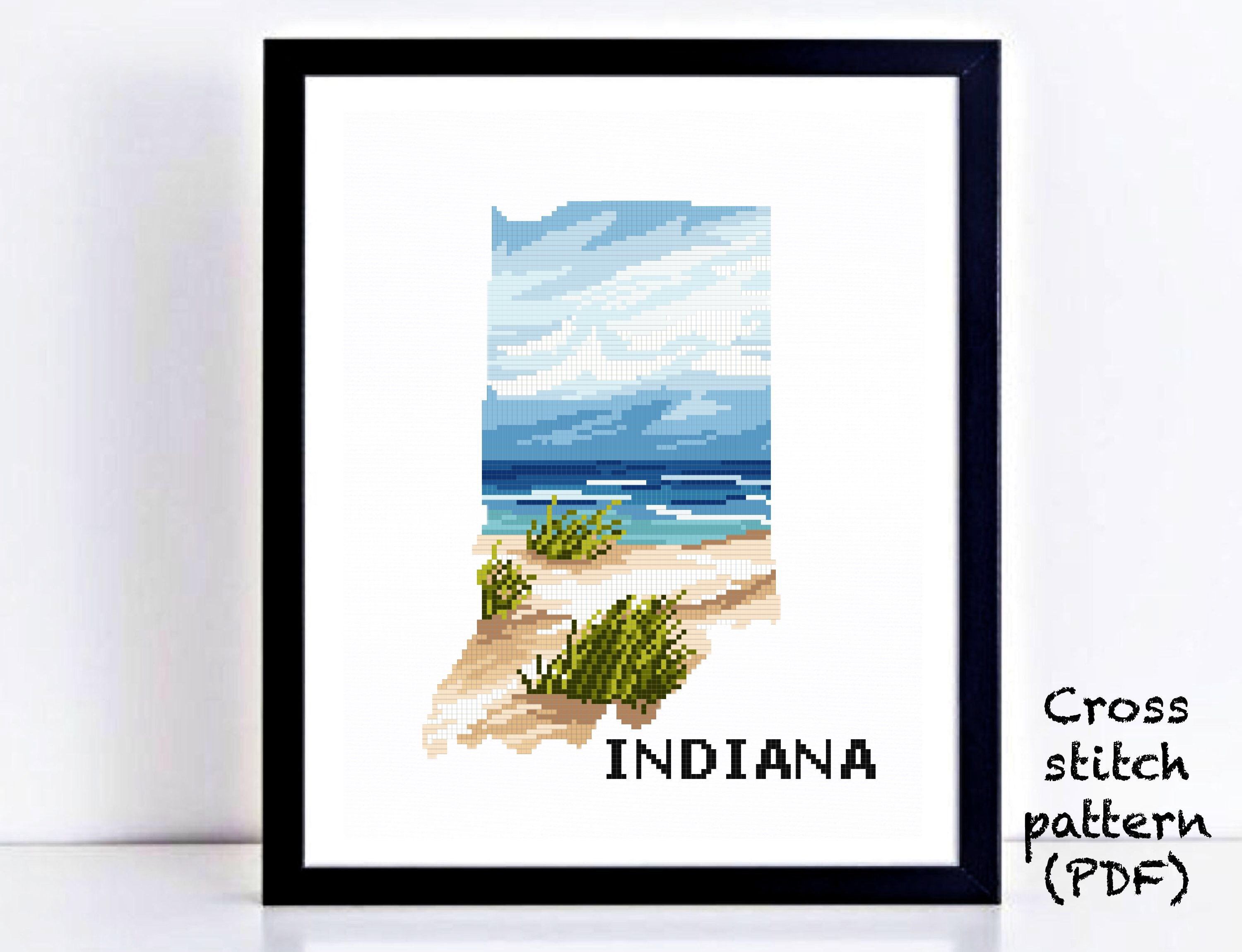 Indiana State Modern Cross Stitch Pattern Nature Counted - Etsy