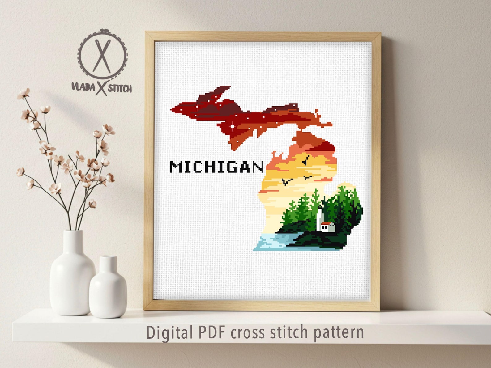 Michigan State Modern Cross Stitch Pattern, Nature Counted Cross Stitch ...
