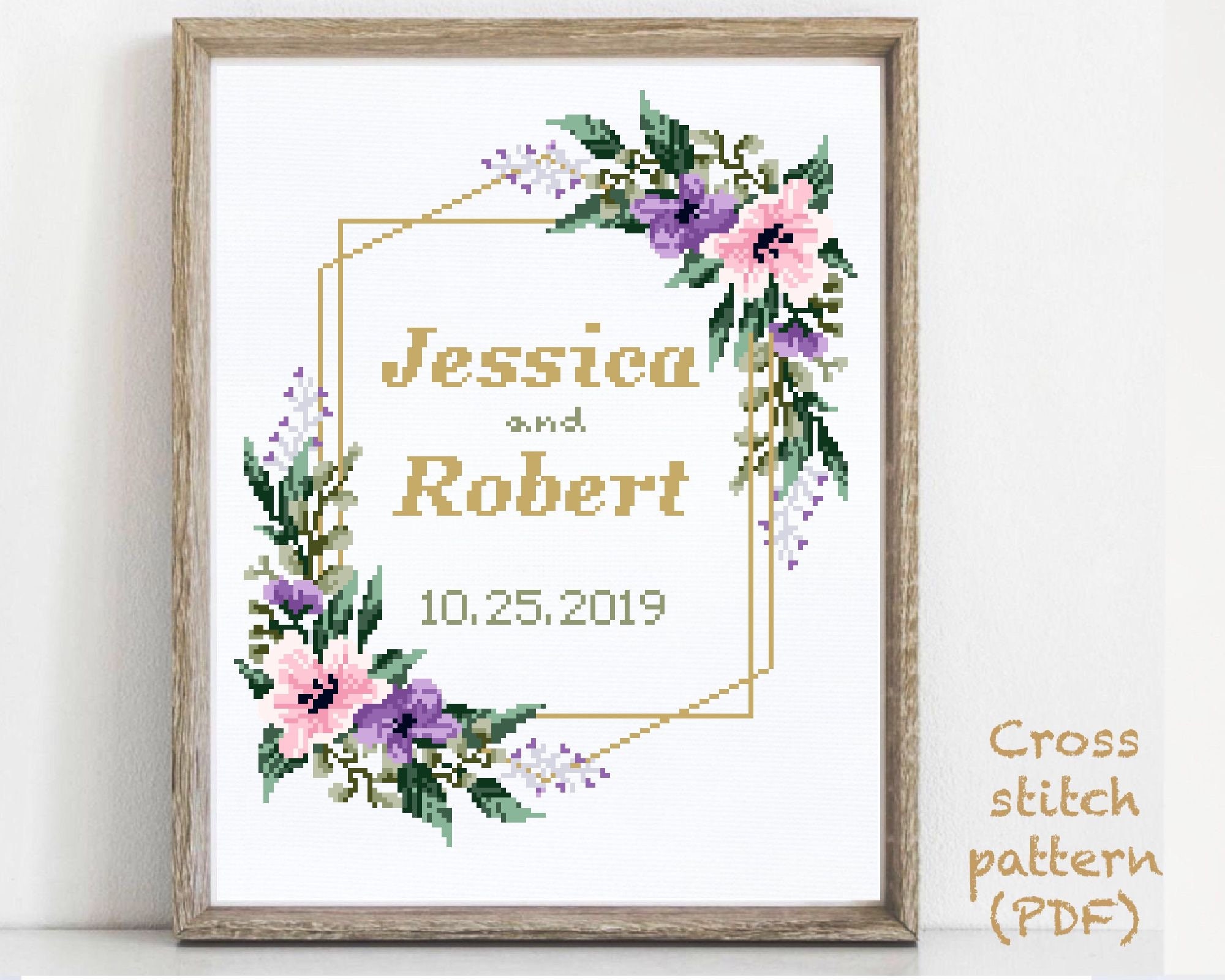 Wedding Modern Cross Stitch Pattern Personalized Counted - Etsy