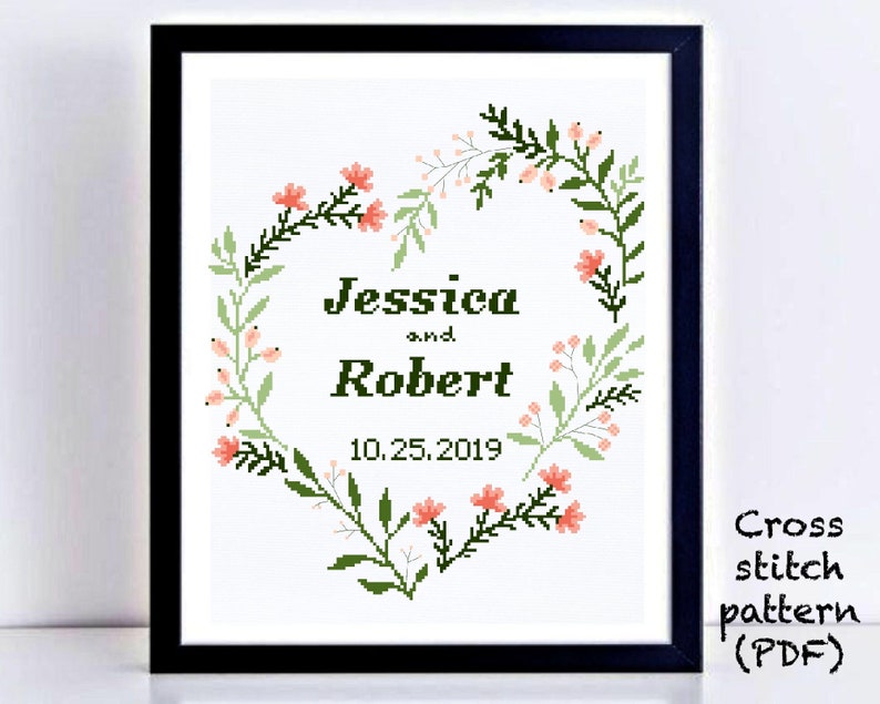Wedding Modern Cross Stitch Pattern Personalized Counted | Etsy