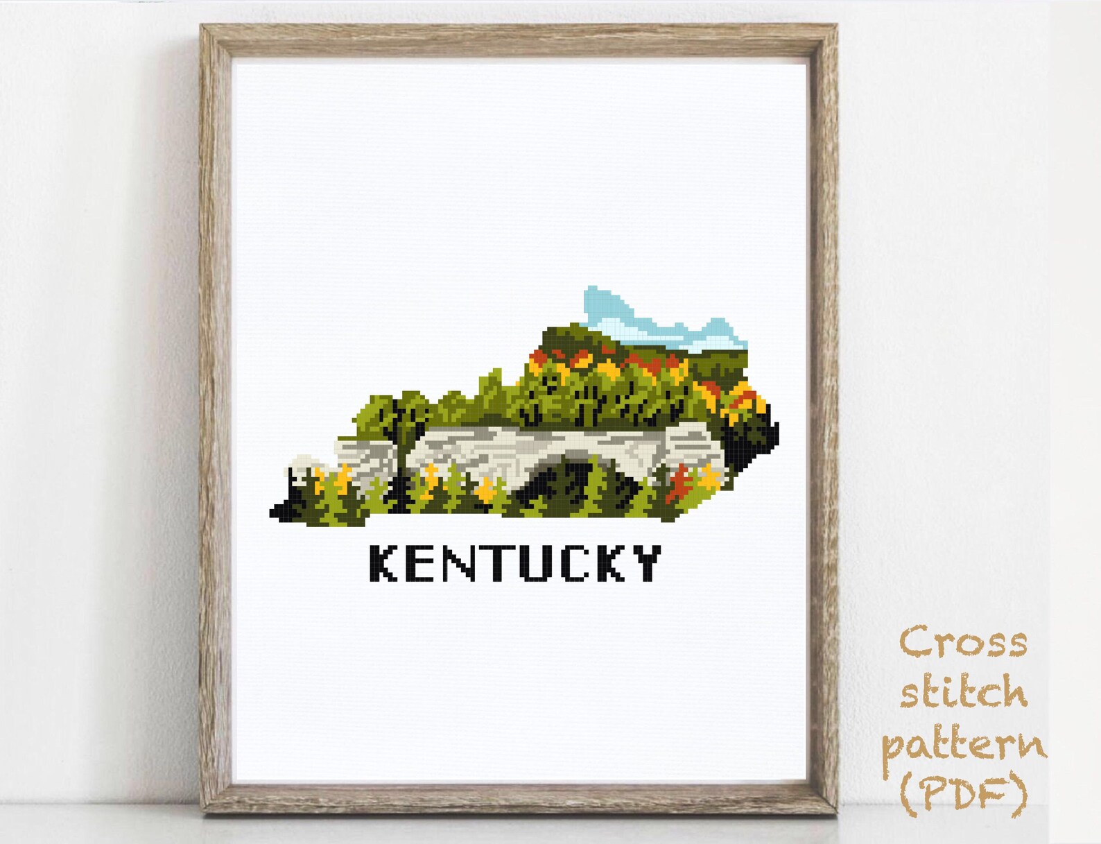 Kentucky State Modern Cross Stitch Pattern, Nature Counted Cross Stitch ...