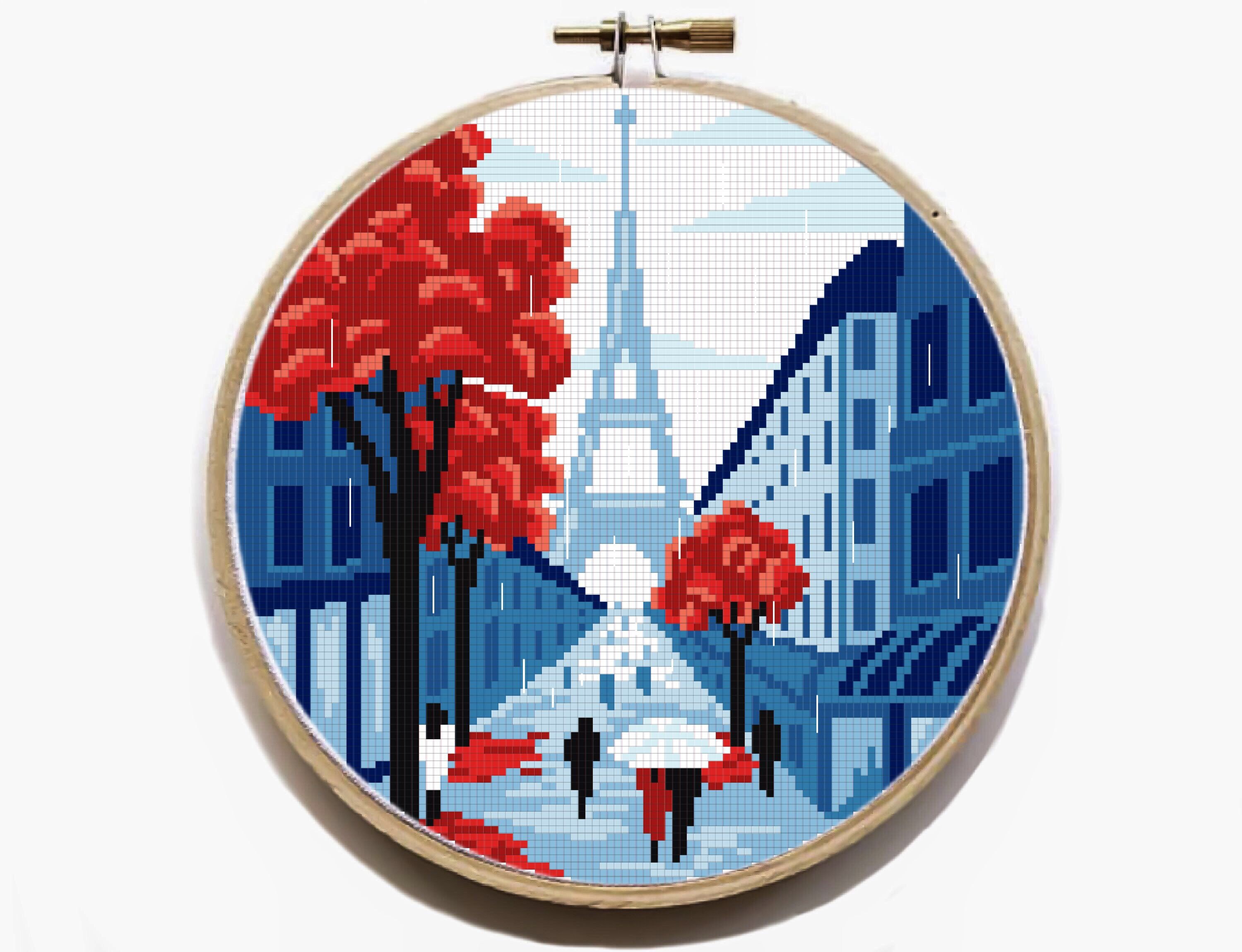 Autumn Paris Modern Cross Stitch Pattern Nature Landscape | Etsy