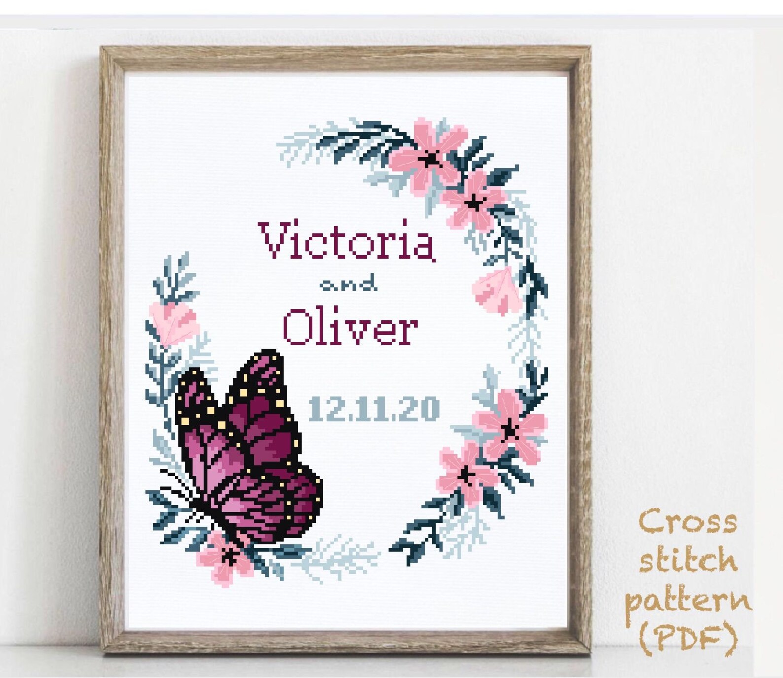 Wedding Modern Cross Stitch Pattern Personalized Customized - Etsy