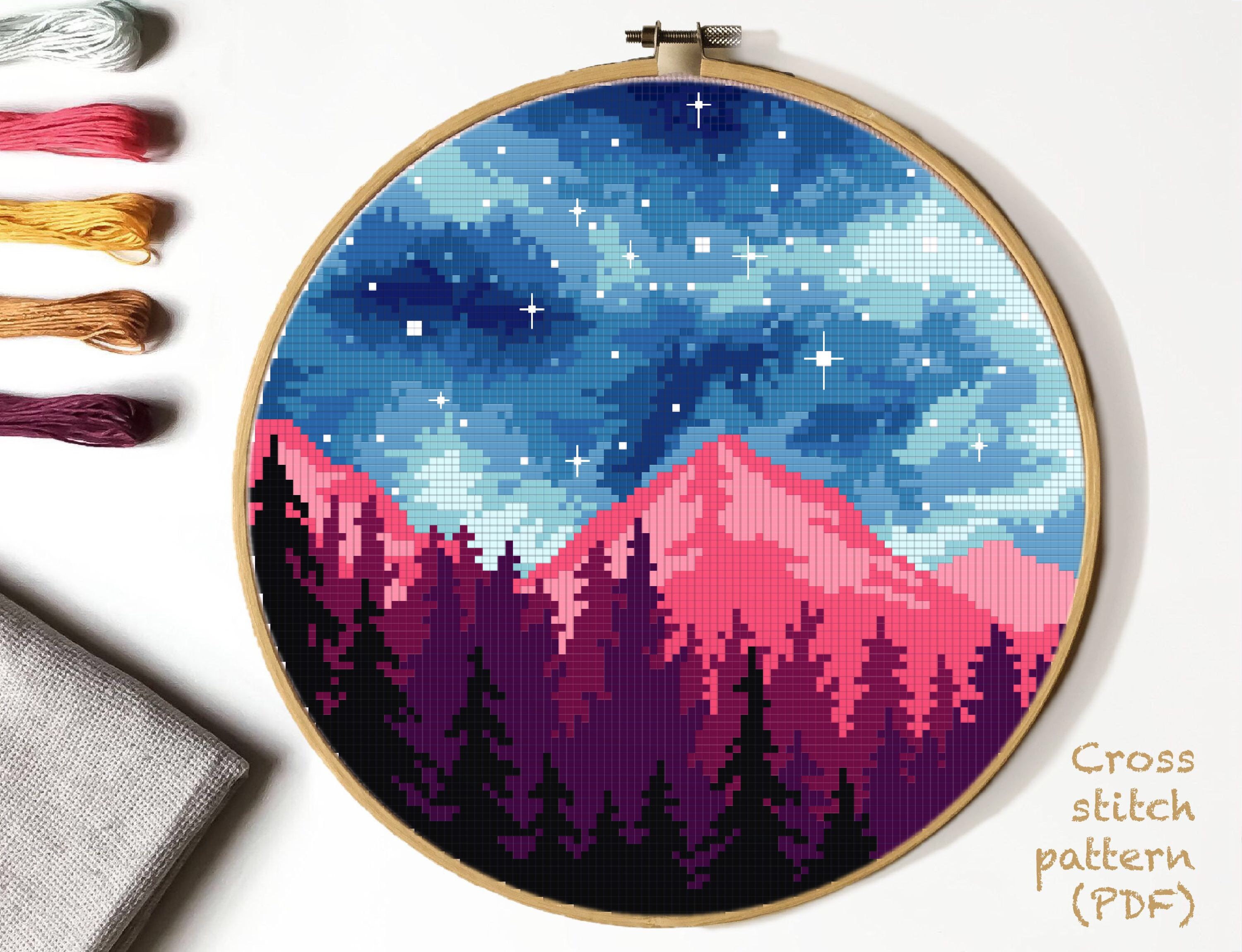 Sewing & Fiber Forest Nature Stitch Pattern Stars SkyPattern Roud ...