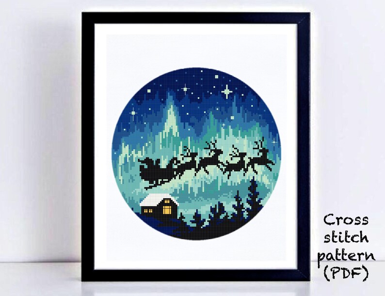 Northern Lights Modern Cross Stitch Pattern Christmas Cross - Etsy Canada