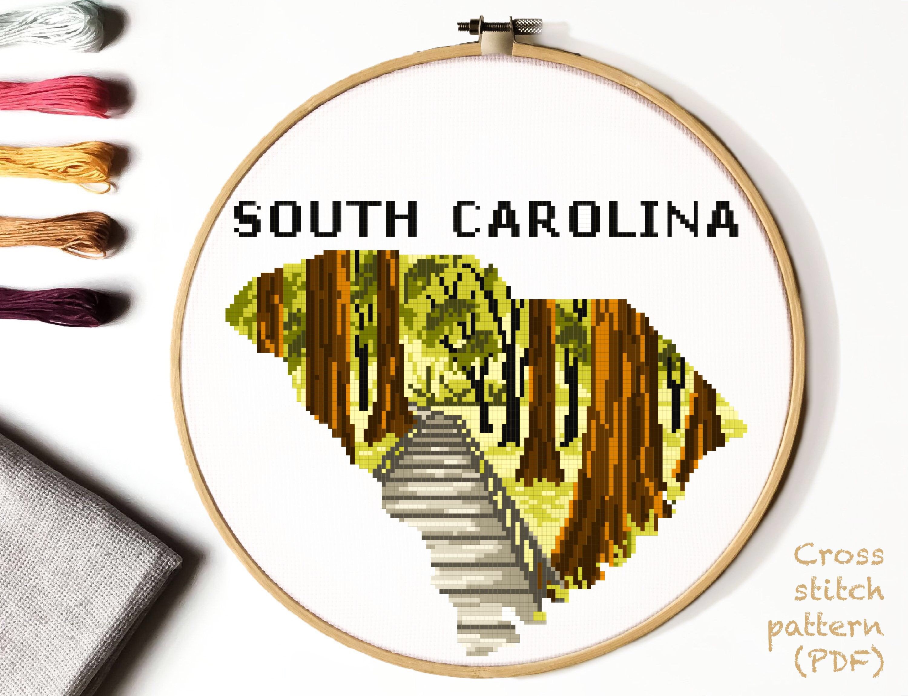 South Carolina State Modern Cross Stitch Pattern Nature | Etsy