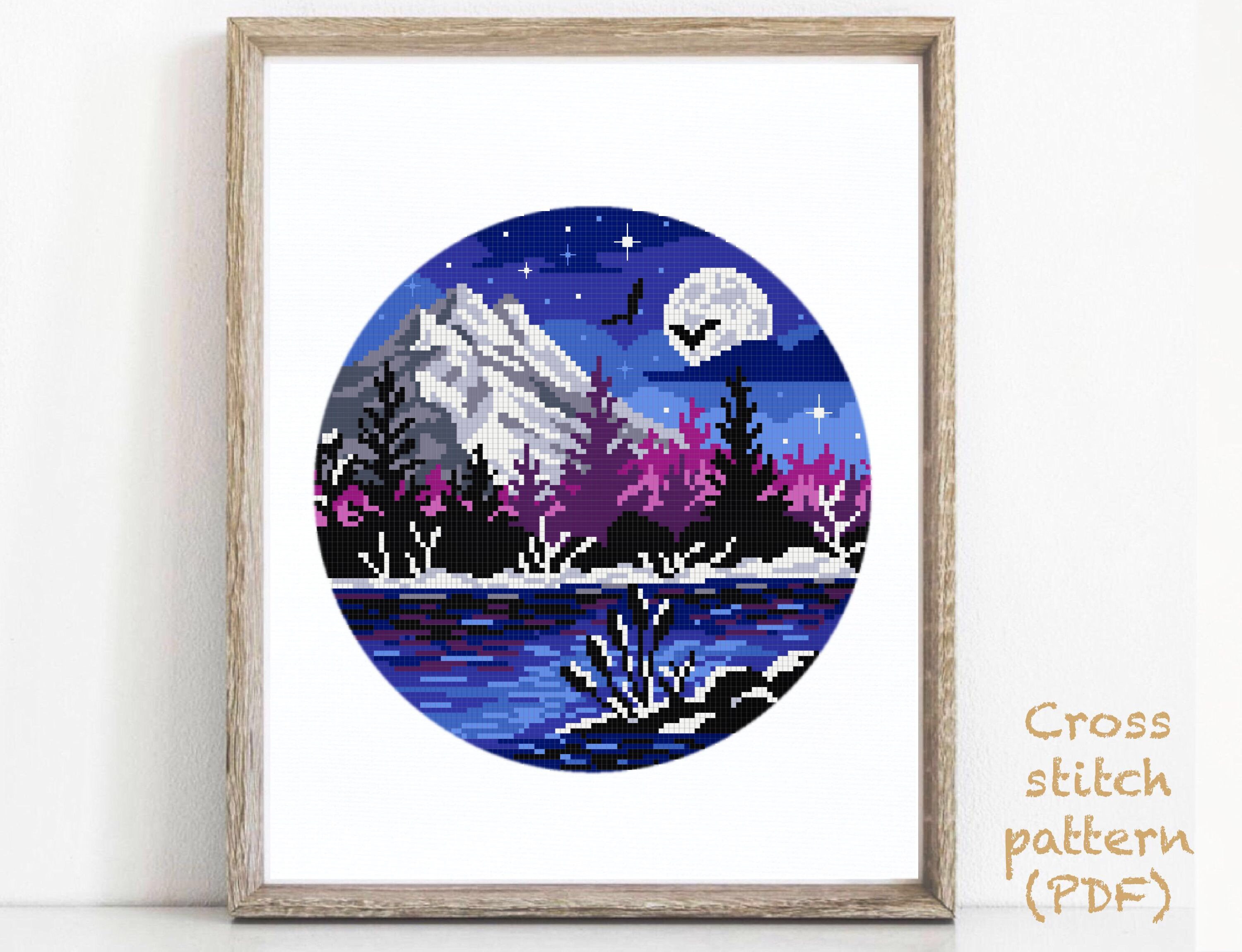Winter Landscape Cross Stitch Pattern Mountain Counted Cross | Etsy