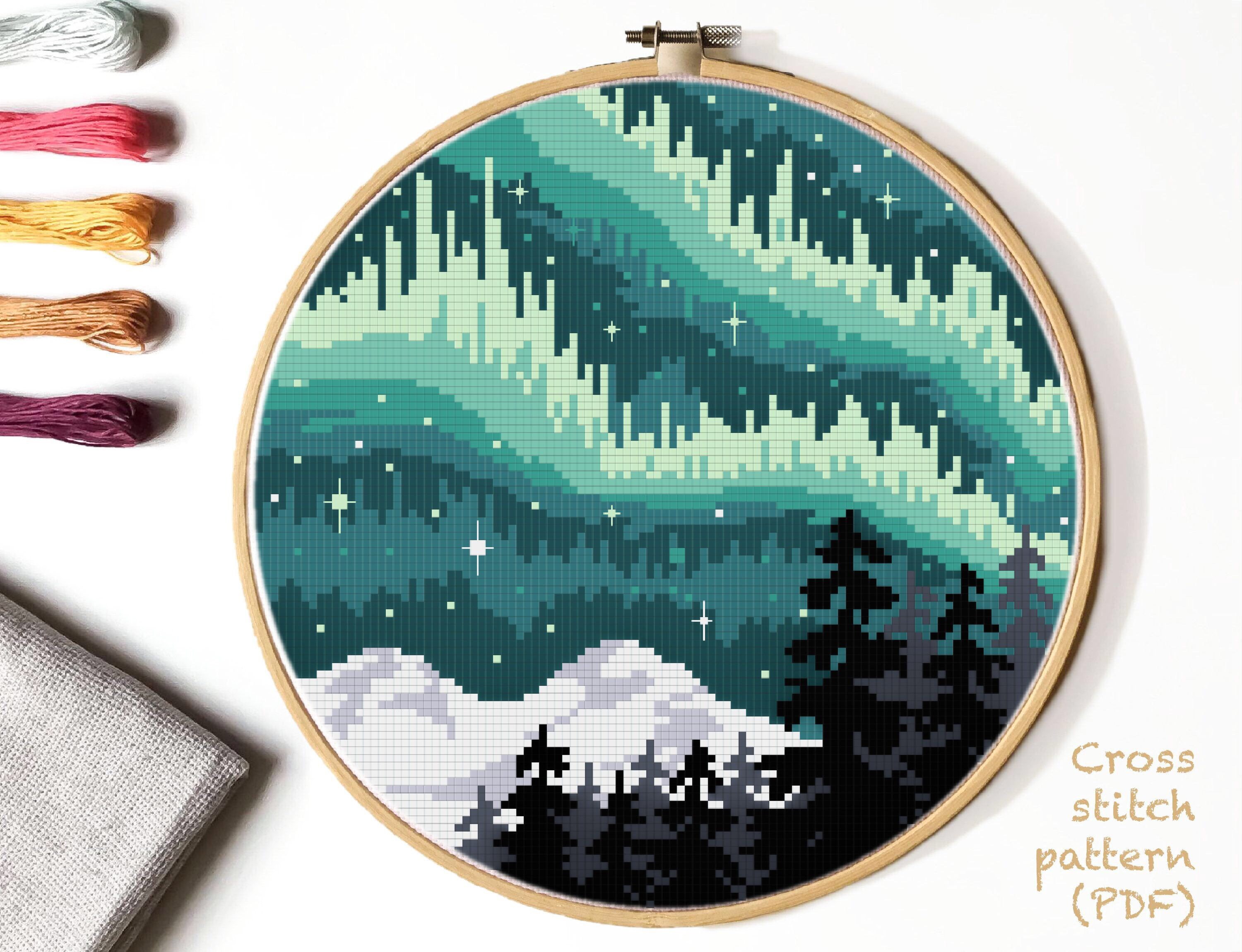 Northern Lights Modern Cross Stitch Pattern Nature Counted - Etsy