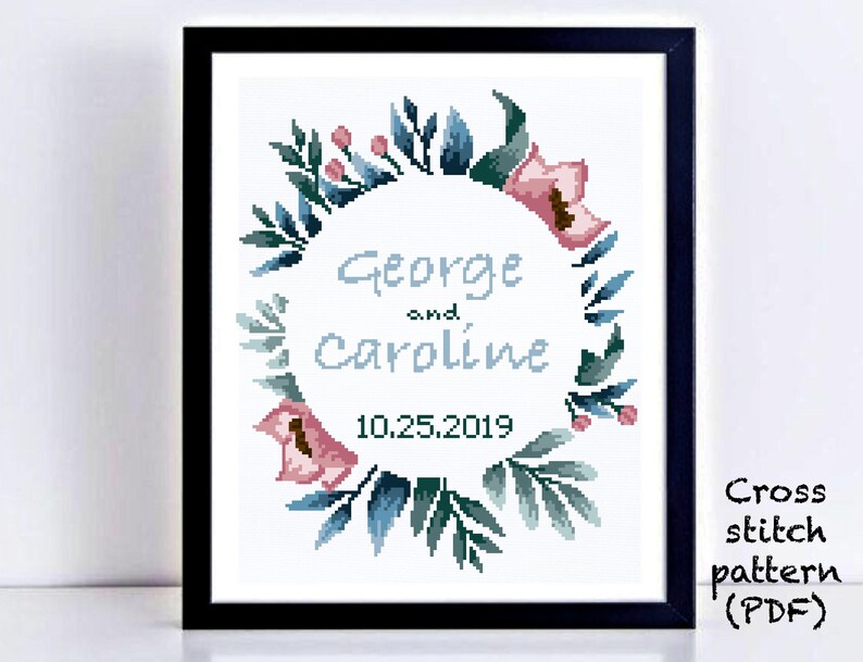 Wedding modern cross stitch pattern personalized counted | Etsy