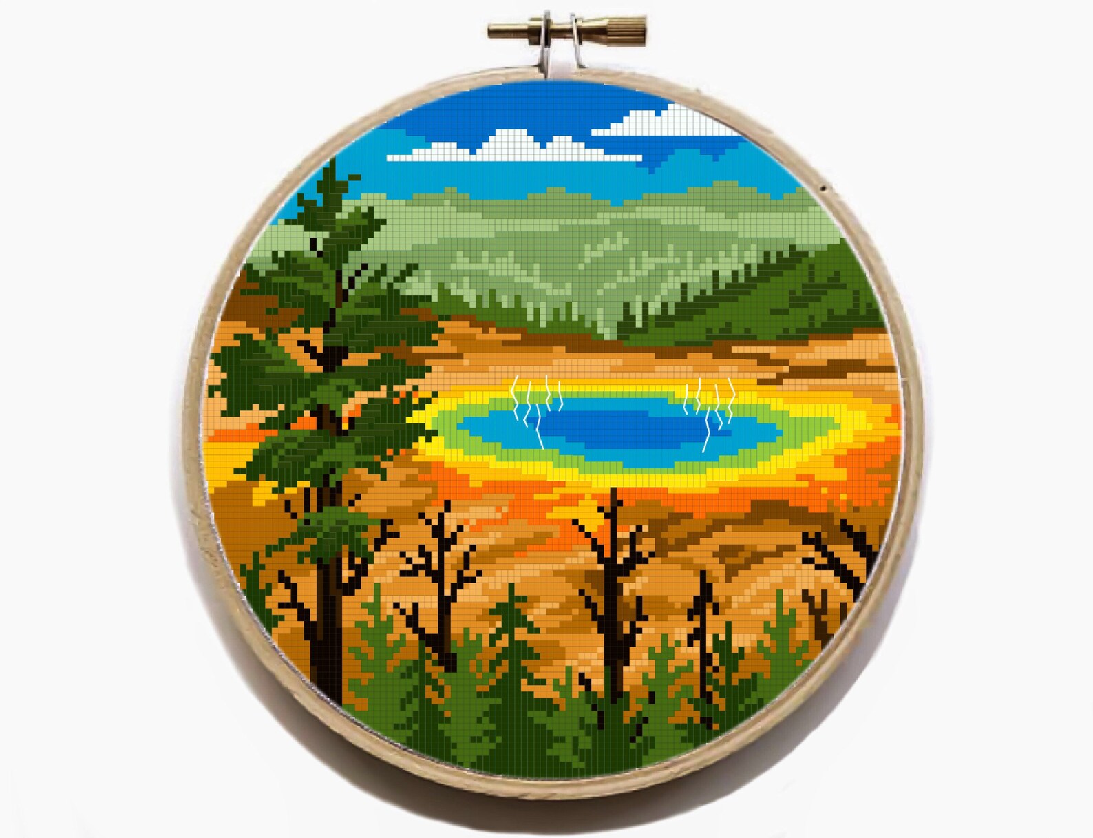 Yellowstone National Park Modern Cross Stitch Pattern Nature - Etsy