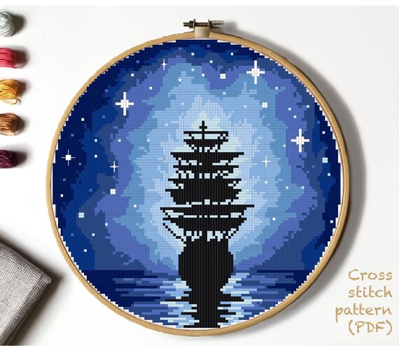 Sailboat Modern Cross Stitch Pattern Nature Easy Counted | Etsy