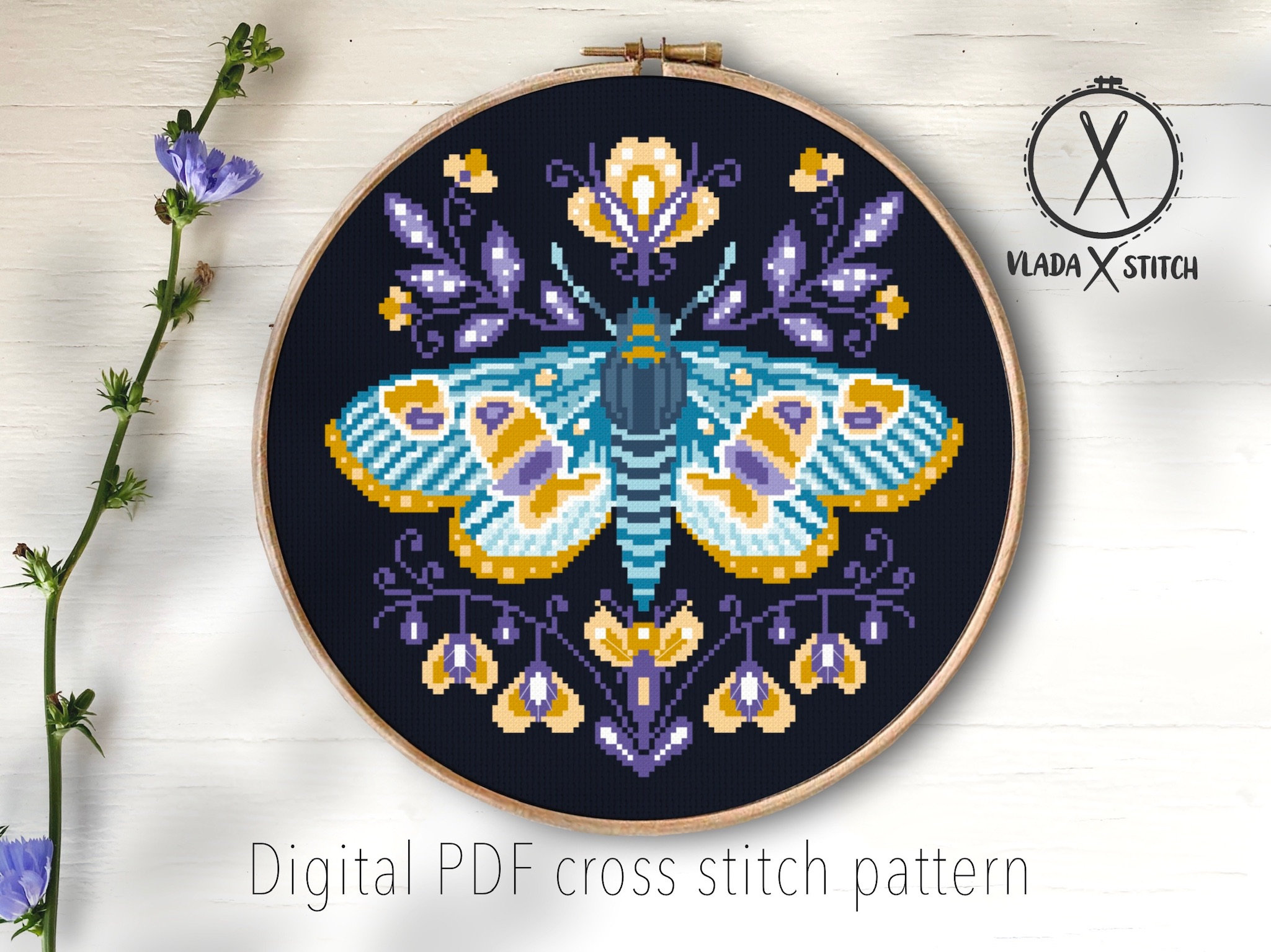 Moths Modern Cross Stitch Pattern Insect Cross Stitch - Etsy