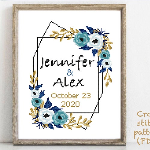 Wedding Modern Cross Stitch Pattern Personalized Customized - Etsy