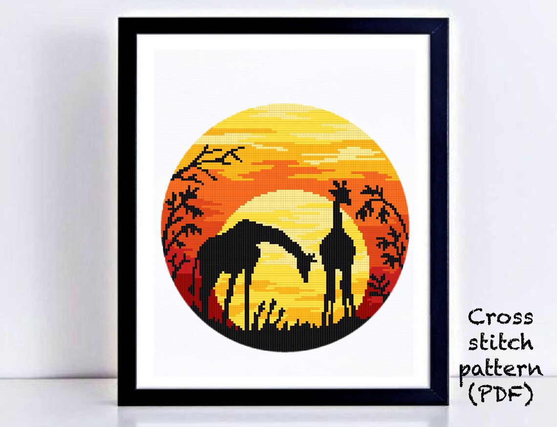 Giraffes Cross Stitch Pattern Easy Counted Cross Stitch - Etsy