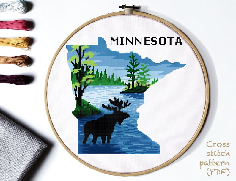 Minnesota State Modern Cross Stitch Pattern, Nature Counted Cross ...