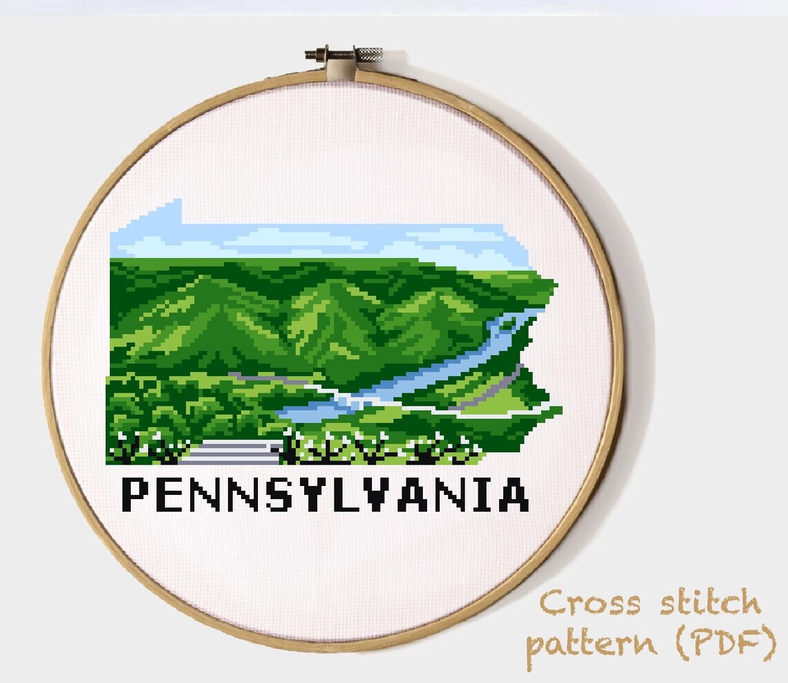 Pennsylvania State Modern Cross Stitch Pattern Nature Counted | Etsy