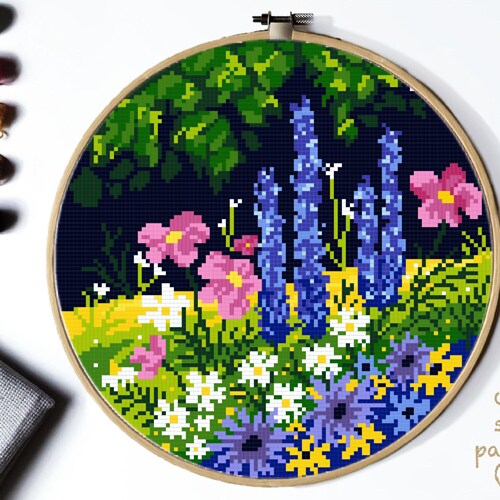 Nature Modern Cross Stitch Pattern Flowers Counted Cross - Etsy