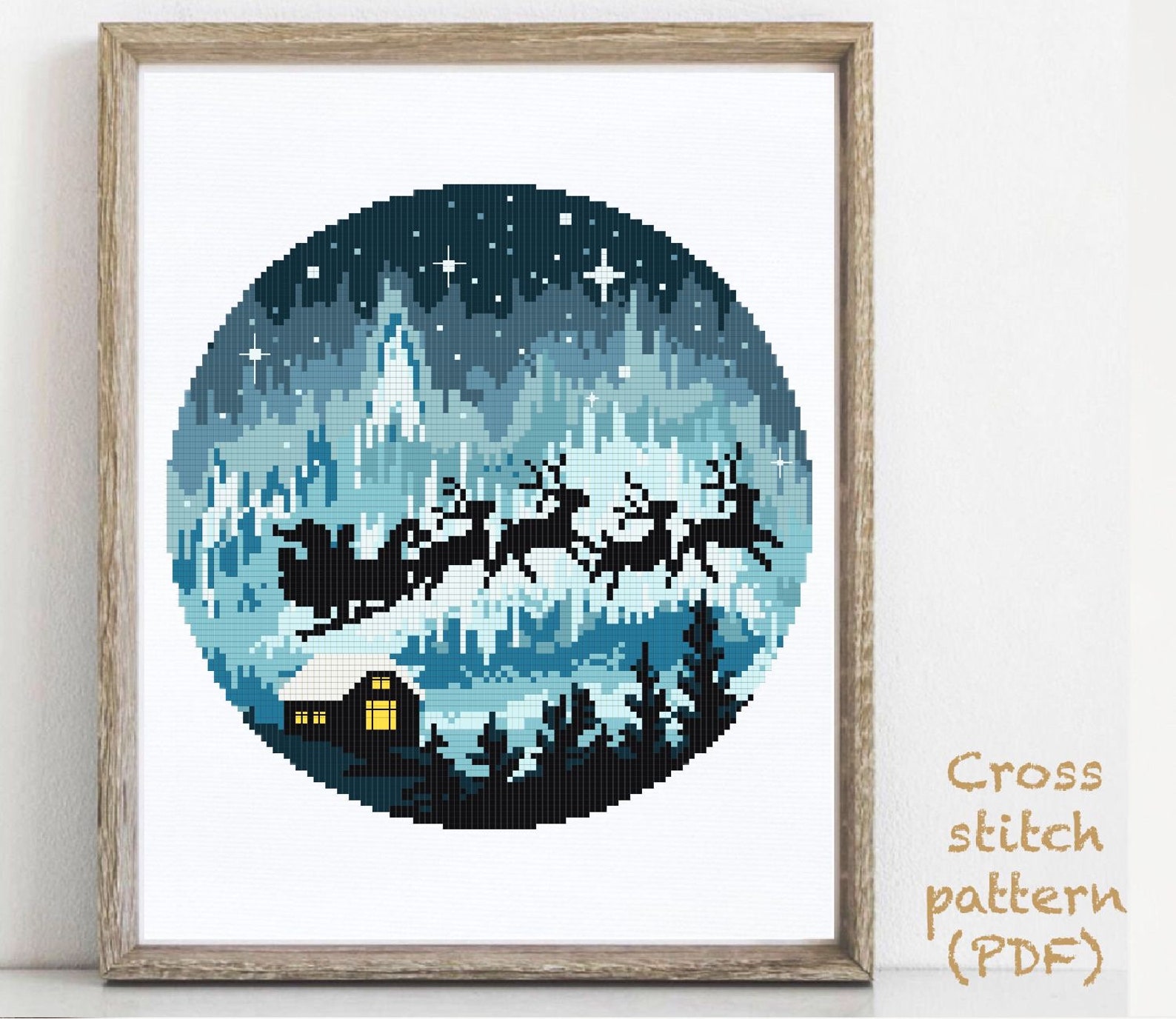 Northern Lights Modern Cross Stitch Pattern, Christmas Cross Stitch ...