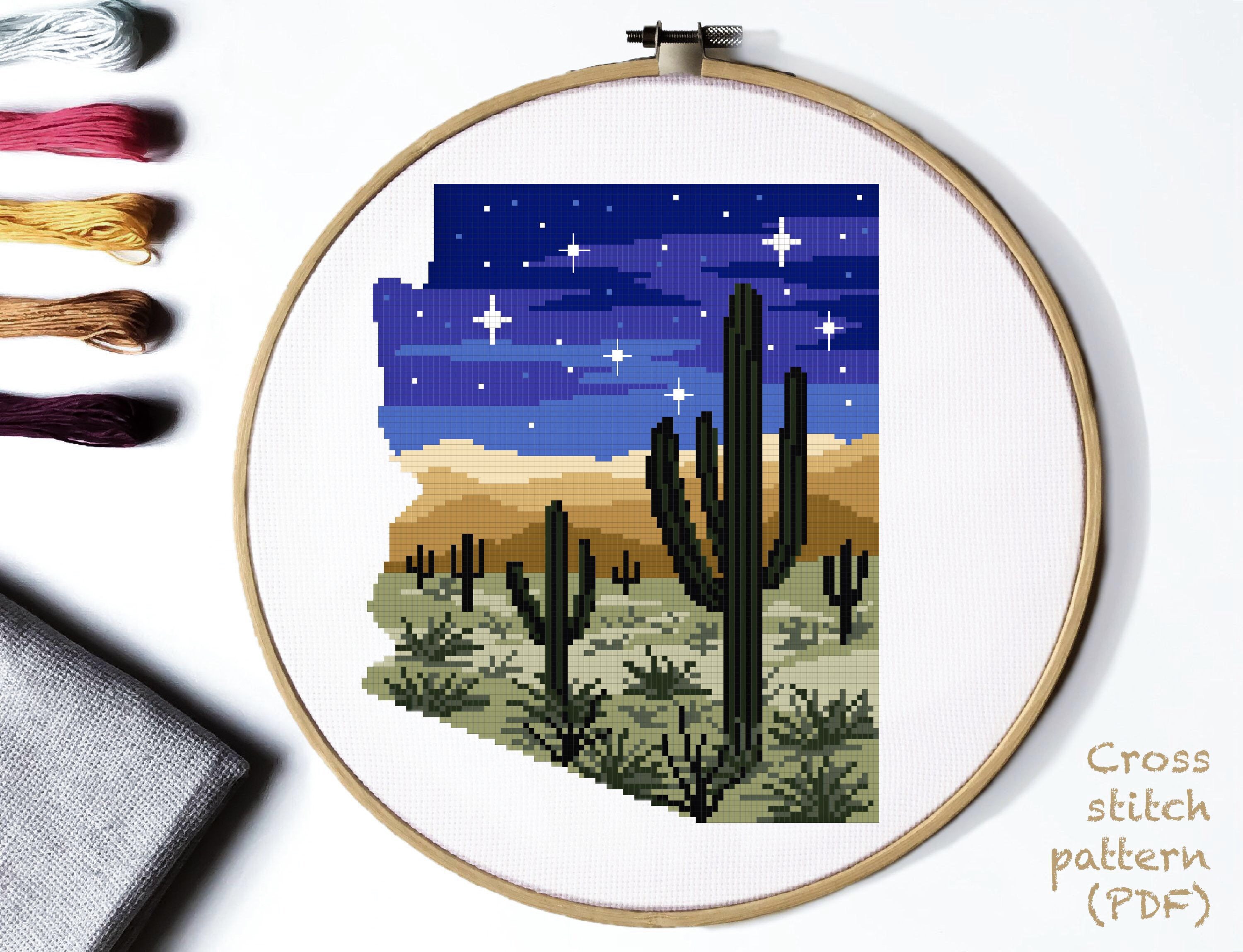 Arizona State Modern Cross Stitch Pattern Nature Counted - Etsy