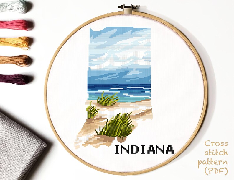 Indiana State Modern Cross Stitch Pattern Nature Counted - Etsy