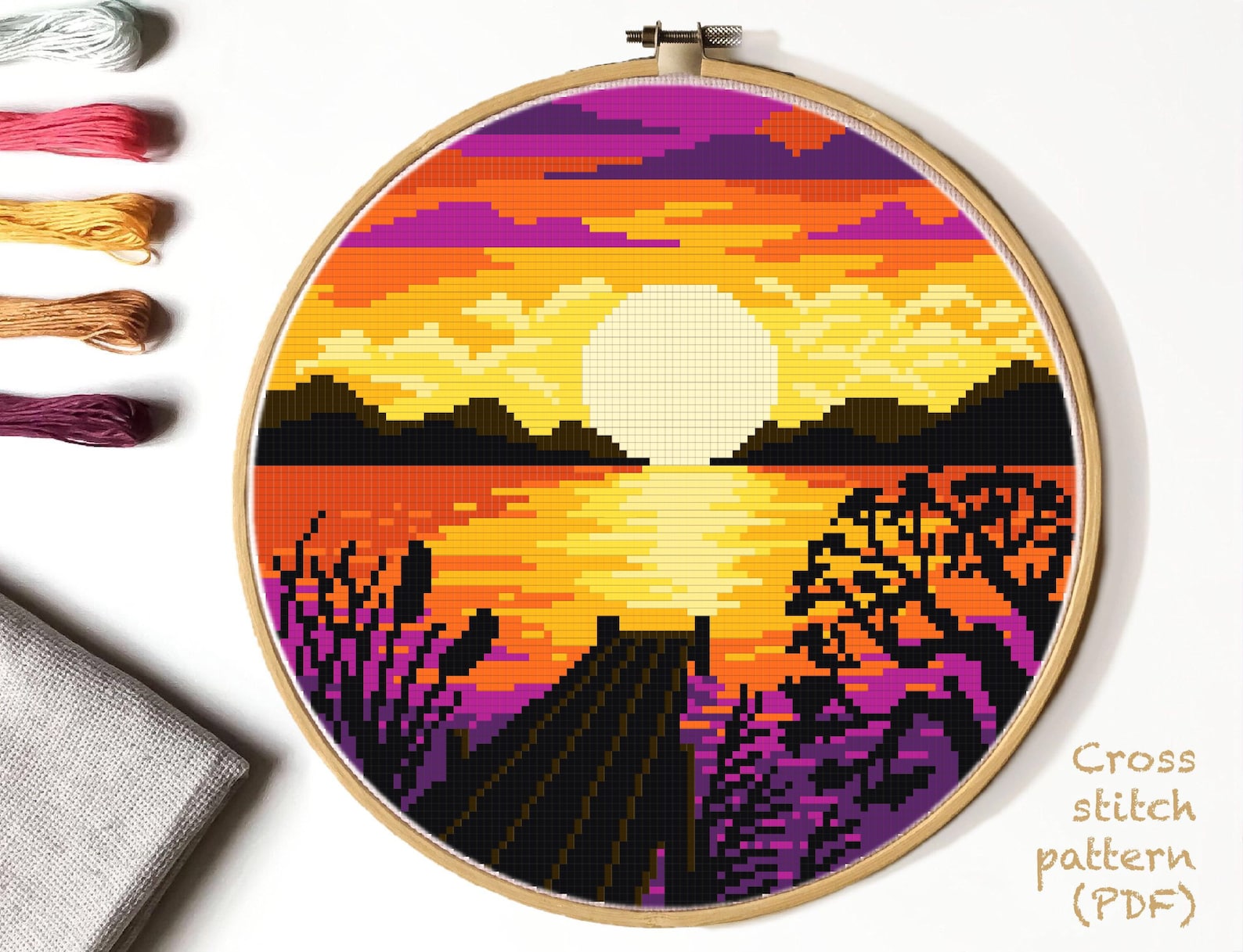 Sunset Cross Stitch Pattern Landscape Counted Cross Stitch - Etsy Canada
